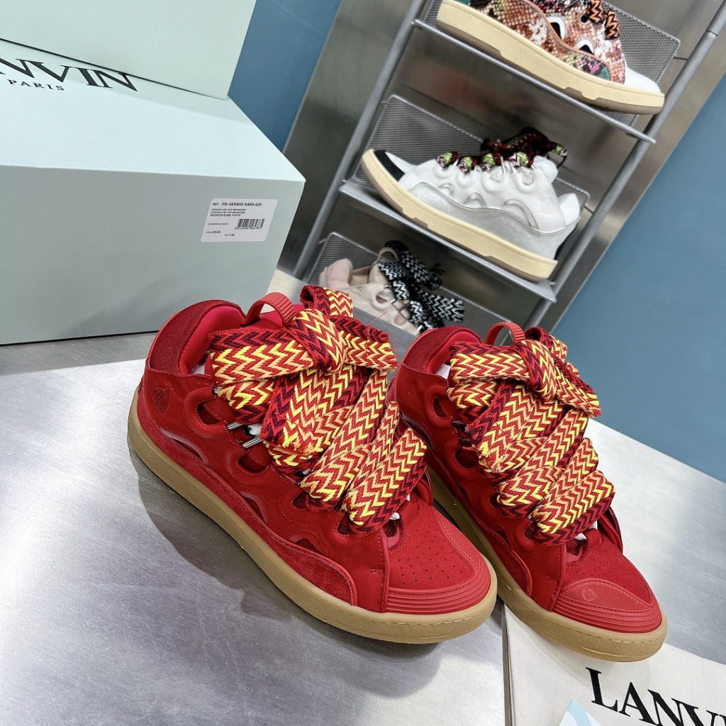 LANVIN Leather Curb Sneakers Black Yellow • SneakerDouble